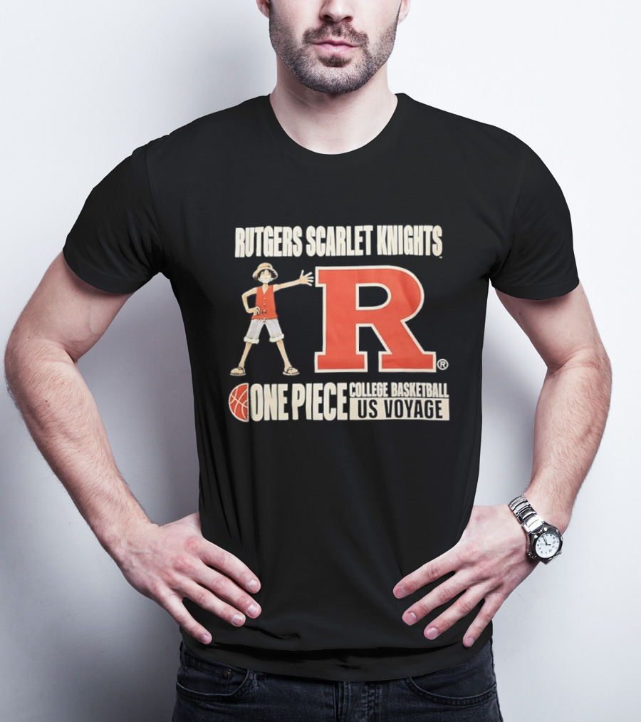 Rutgers Scarlet Knights Luffy One Piece College Basketball US Voyage T-Shirt