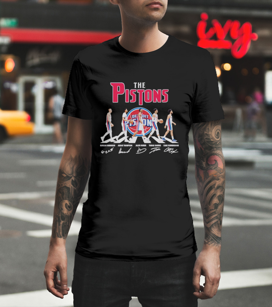 The Pistons Abbey Road Detroit Basketball Signatures T-Shirt