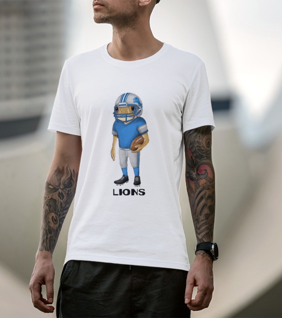Bad Bunny Detroit Lions Football Player Concho Helmet T-Shirt