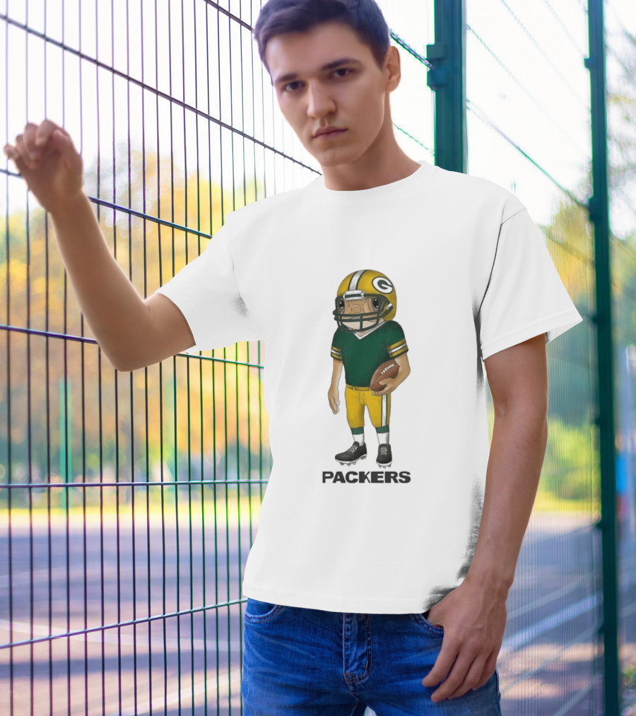 Bad Bunny Green Bay Packers Cartoon Helmet T-Shirt