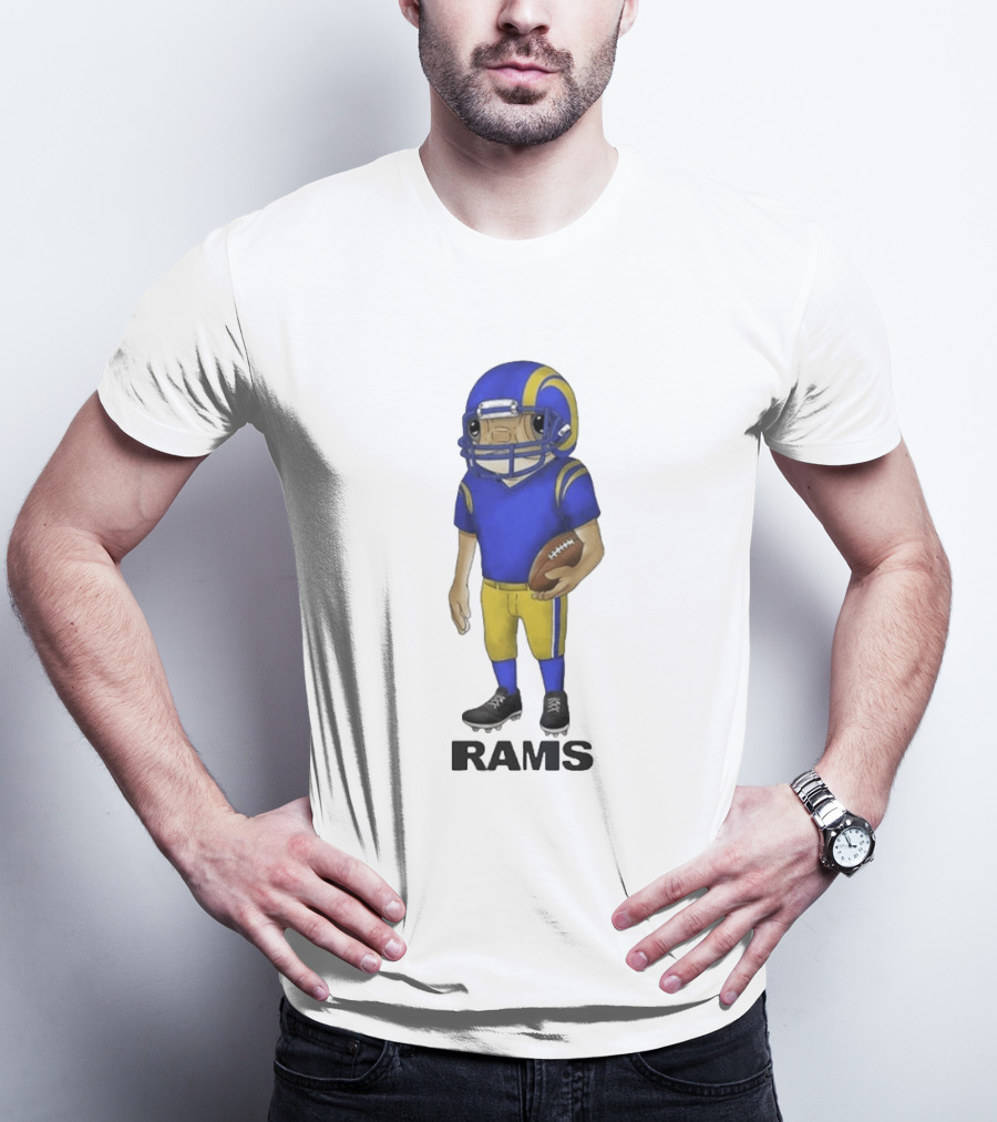 Bad Bunny Los Angeles Rams Football Character With Concho Helmet T-Shirt