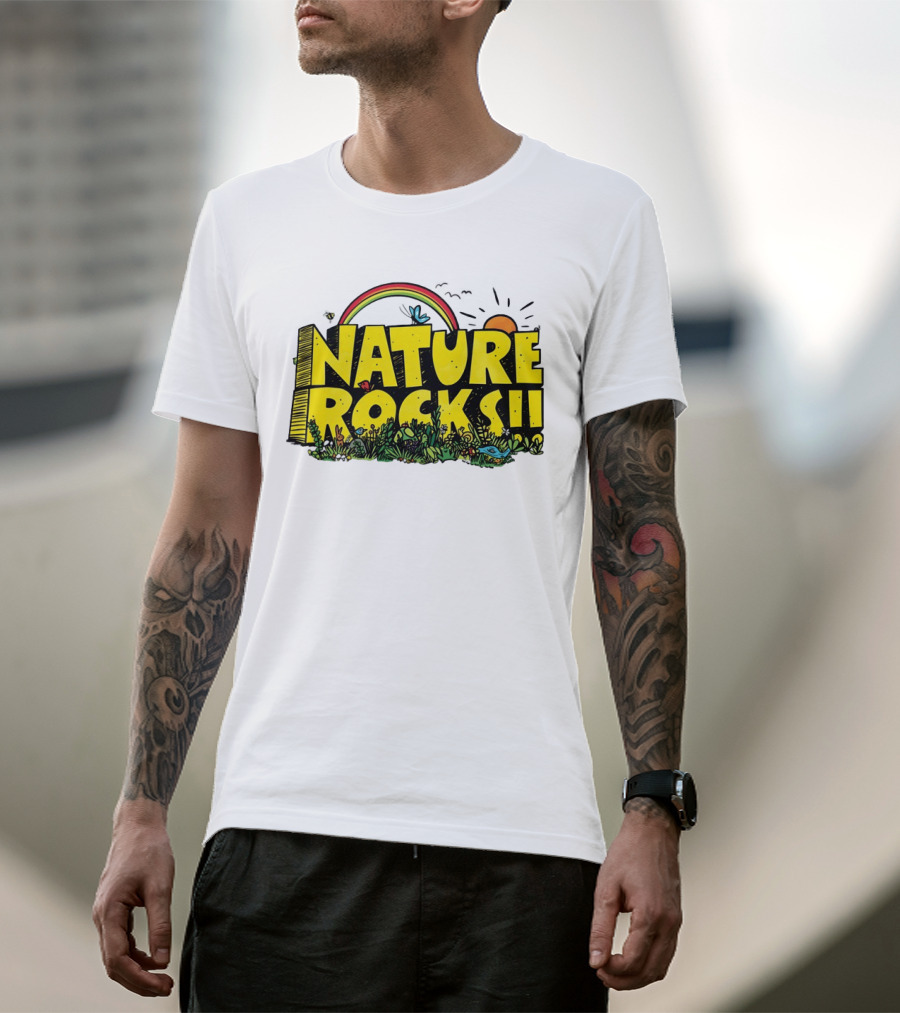 Nature Rocks Rainbow Sun Animals Plants T-Shirt