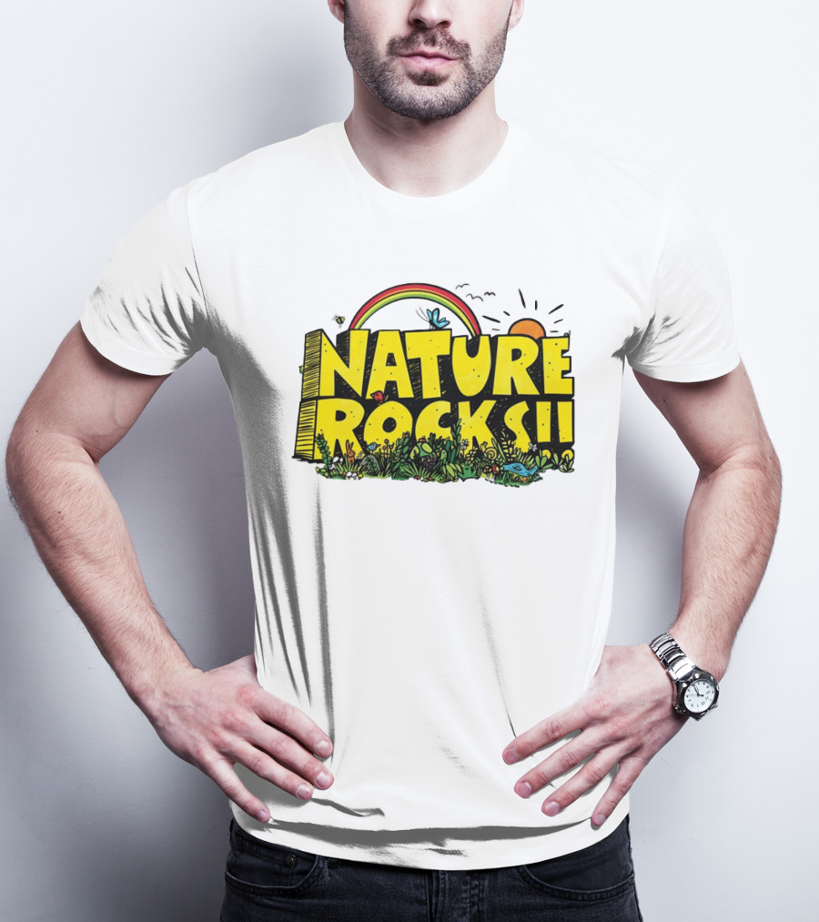 Nature Rocks Rainbow Sun Animals Plants T-Shirt