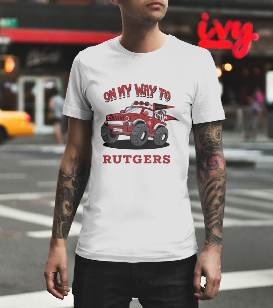 Rutgers Scarlet Knights On My Way To Rutgers Jeep Flags T-Shirt