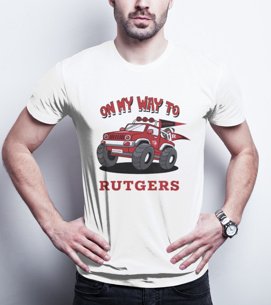 Rutgers Scarlet Knights On My Way To Rutgers Jeep Flags T-Shirt