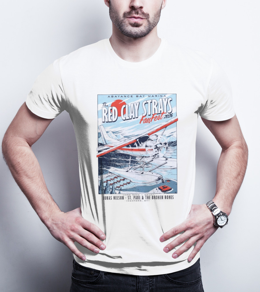 Abayance Bay Marina Red Clay Strays Fan Fest 2026 Rexford Montana Airplane Lake Scene T-Shirt