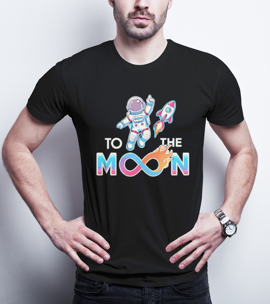 Astronaut Infinity Journey To The Moon With Rocket Flame T-Shirt