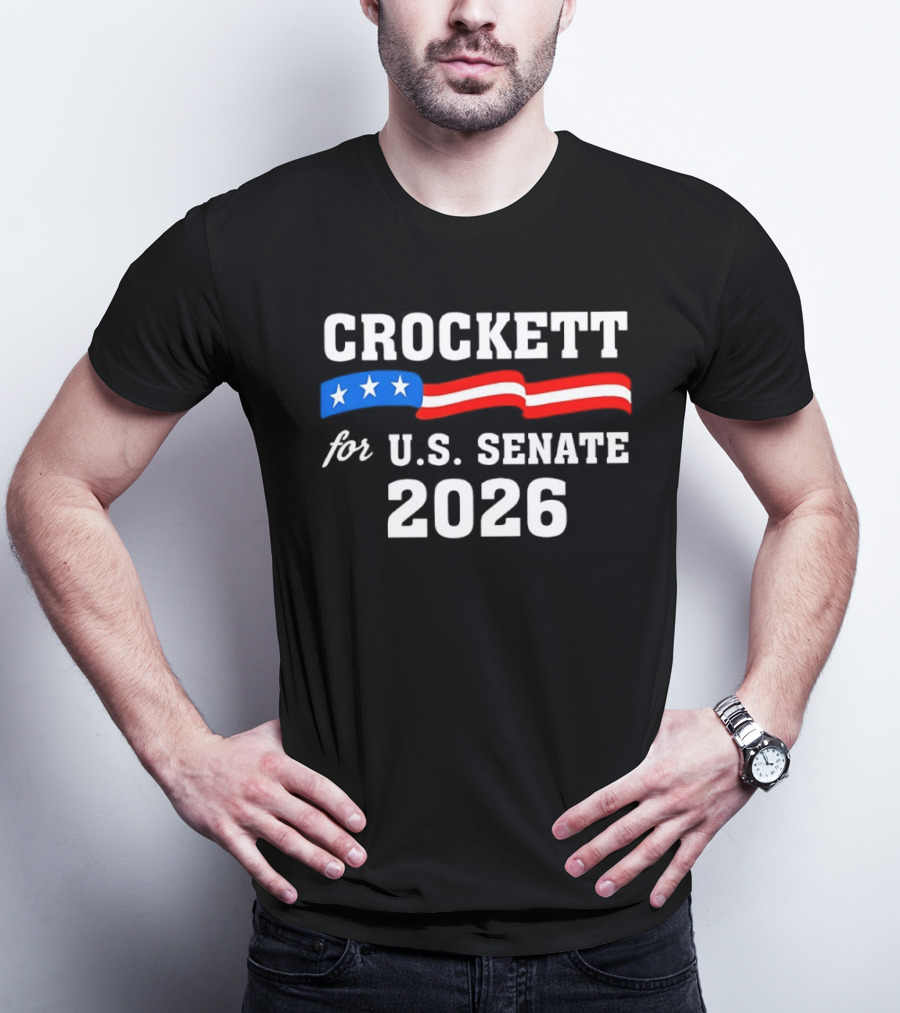 Crockett For U.S. Senate 2026 Stars And Stripes Campaign T-Shirt