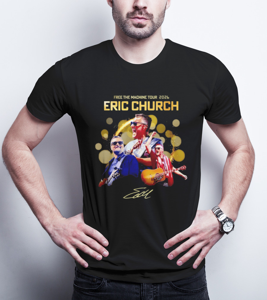 Eric Church Free The Machine Tour 2026 Live Concert Photography Explosion T-Shirt