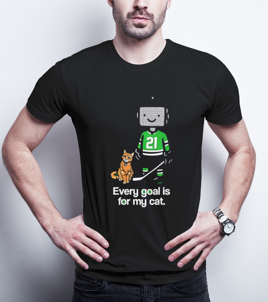 Jason Robertson 21 Dallas Stars Hockey Every Goal Is For My Cat T-Shirt
