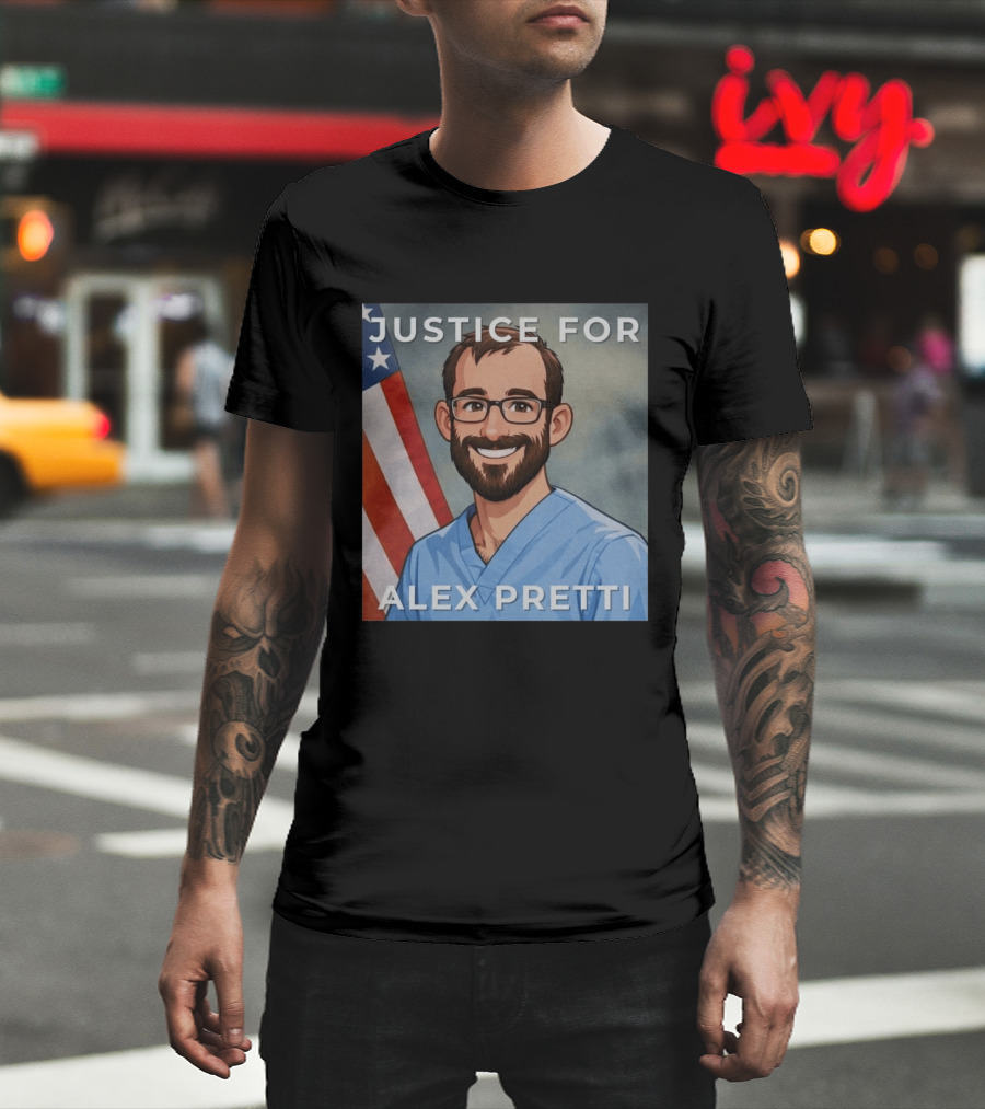 Justice For Alex Pretti Human Rights Protest Flag T-Shirt