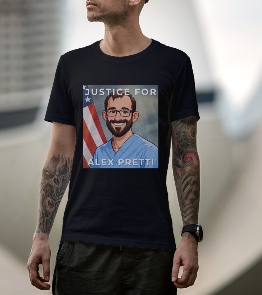 Justice For Alex Pretti Human Rights Protest Flag T-Shirt