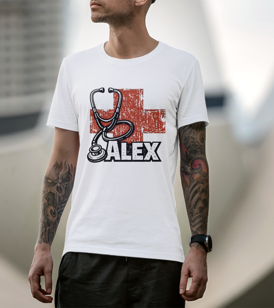 Alex Stethoscope Red Cross ICU Nurse T-Shirt