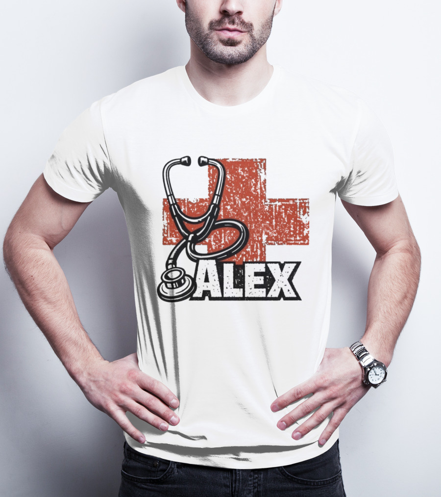 Alex Stethoscope Red Cross ICU Nurse T-Shirt