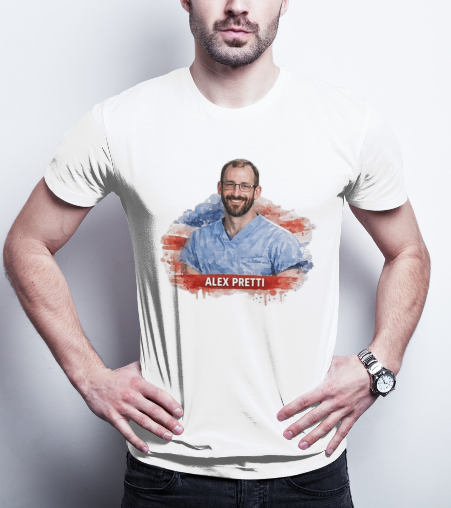 Alex Pretti Memorial ICU Nurse American Flag T-Shirt