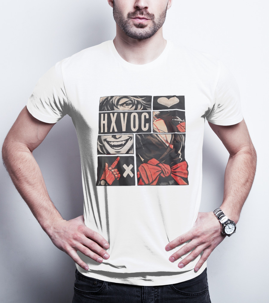 HXVOC Anime Manga Style Bold Red And Black T-Shirt