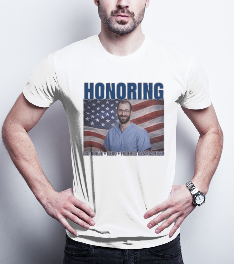 Honoring ICU Nurse Hero Forever Remembered American Flag T-Shirt