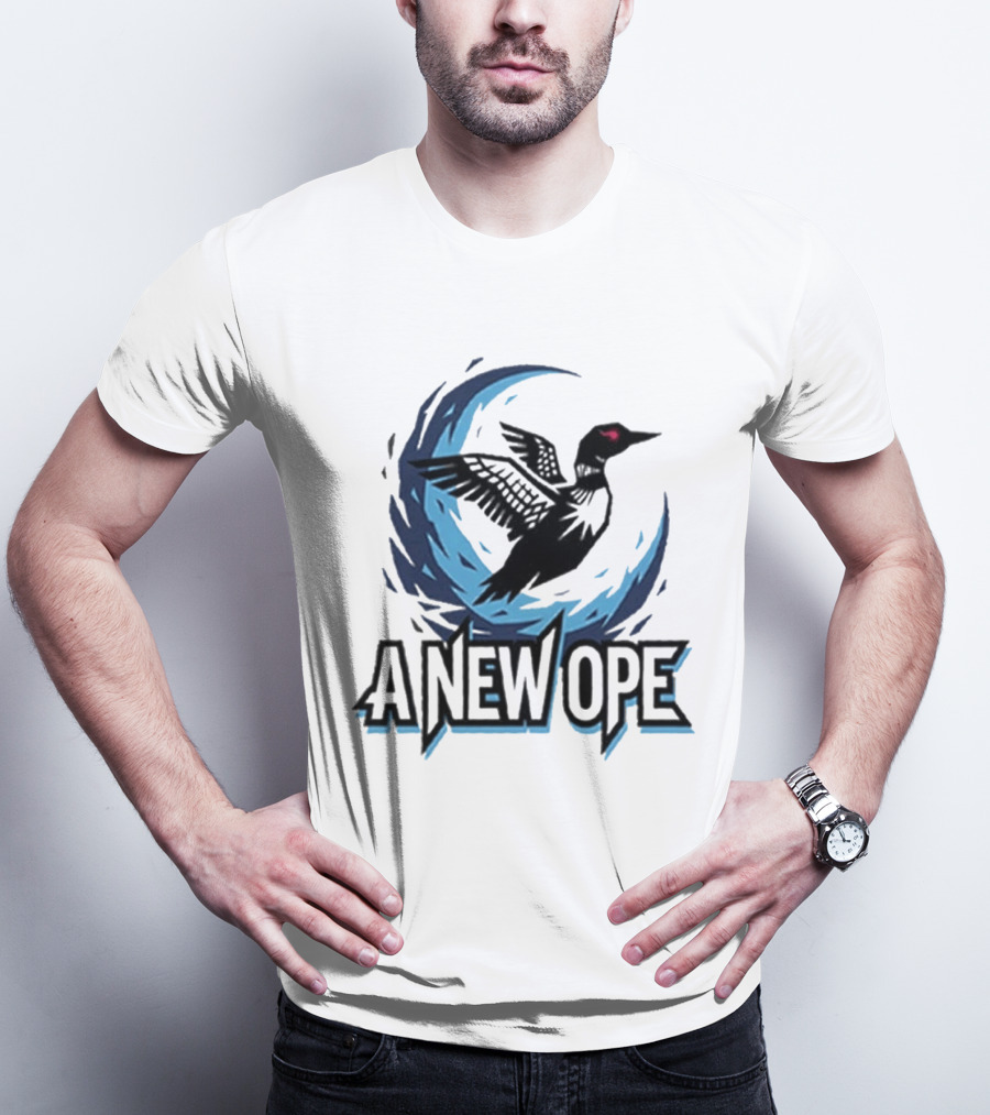 A New Ope Loon Bird Silhouette In Blue Moon Sky T-Shirt