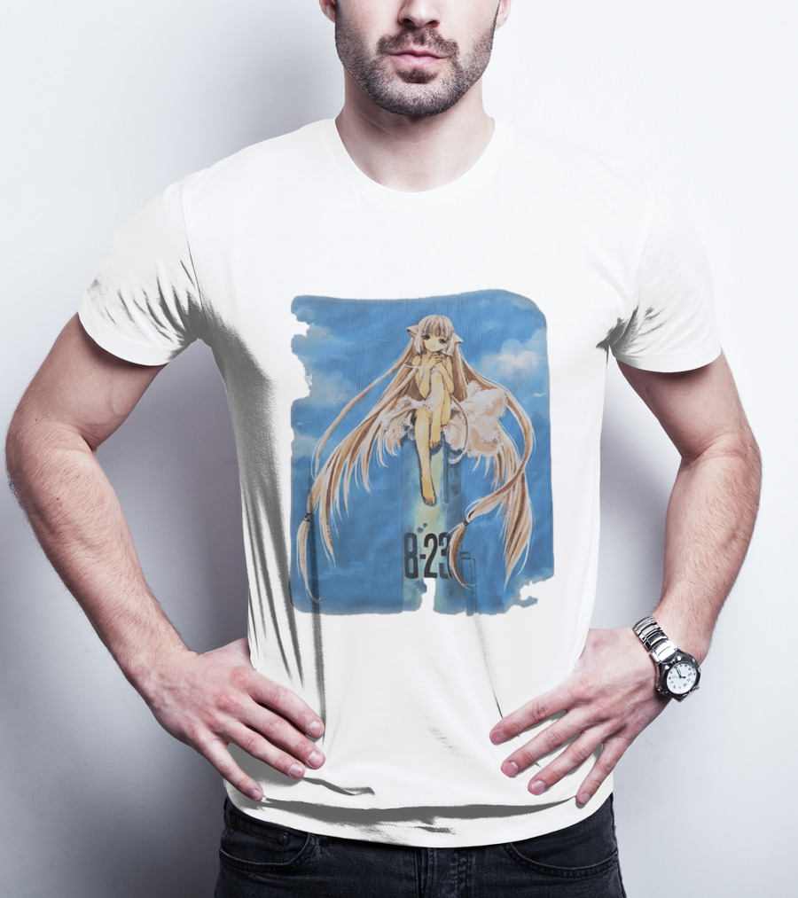 8 23 Chobits Anime Character Sitting Clouds T-Shirt