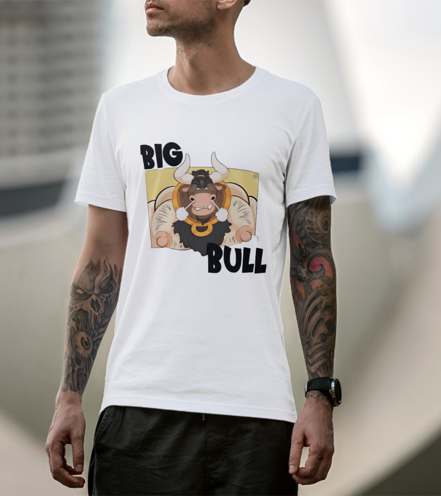 Big Bull Bara Male Minotaur Cartoon Whimsical Horned T-Shirt
