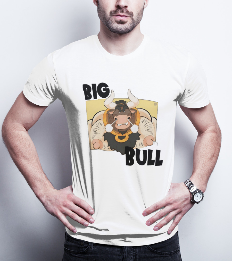 Big Bull Bara Male Minotaur Cartoon Whimsical Horned T-Shirt
