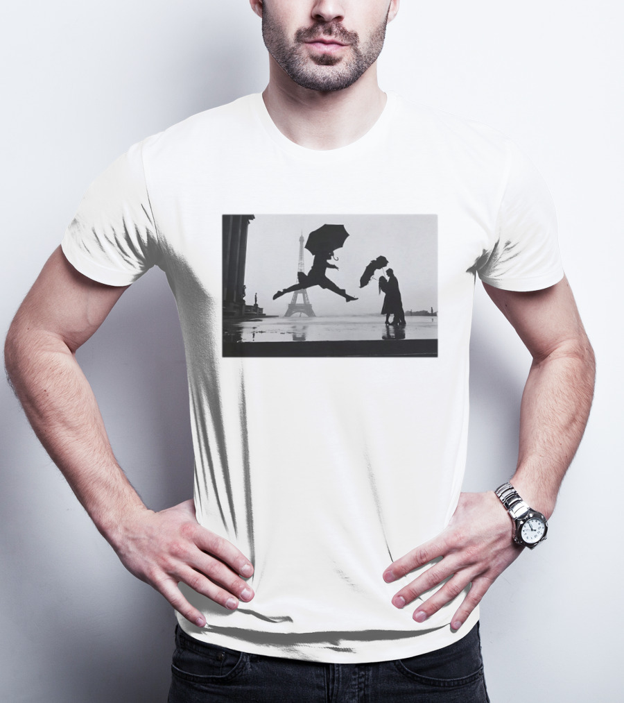 Umbrella Jump Paris Eiffel Tower Elliott Erwitt 1989 T-Shirt