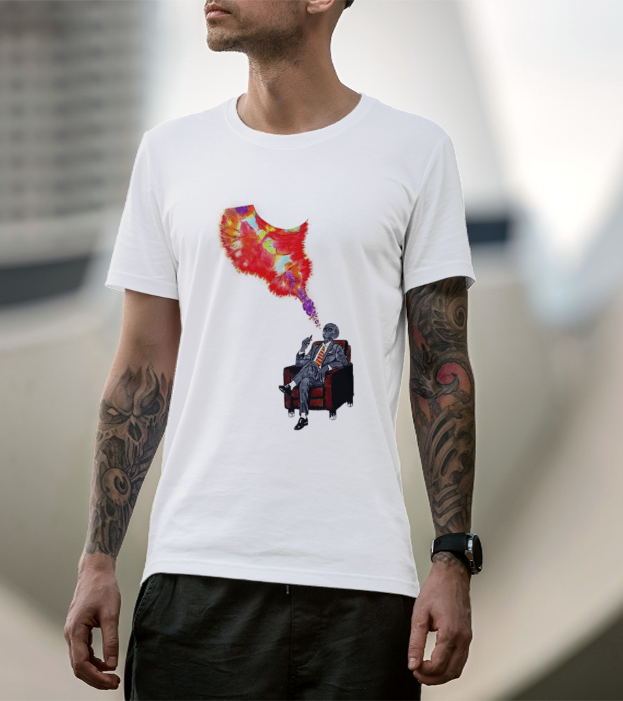 Finished Quazar Smoking Cosmic Alien In Suit With Colorful Smoke T-Shirt