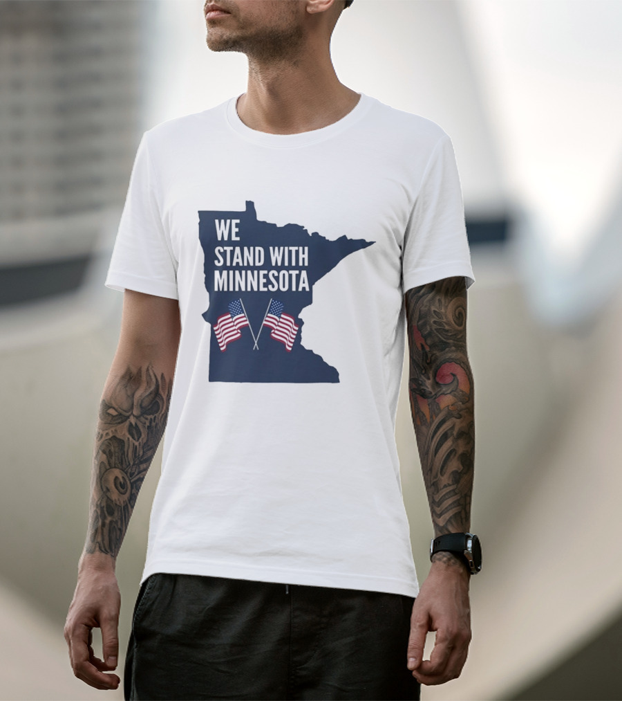 We Stand With Minnesota American Flags Solidarity T-Shirt