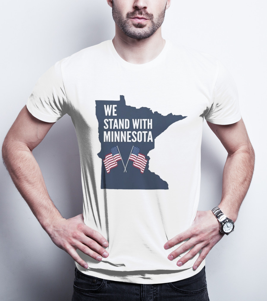 We Stand With Minnesota American Flags Solidarity T-Shirt