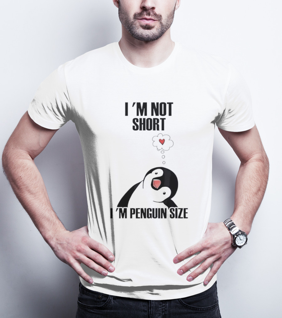 I'm Not Short I'm Penguin Size Cute Penguin With Heart T-Shirt