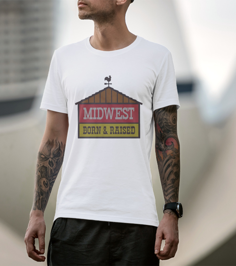 Midwest Born And Raised Weather Vane Symbol United State Of Indiana T-Shirt