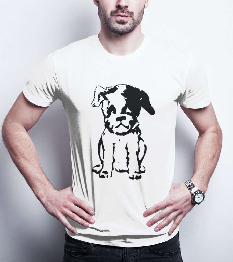 Puppy Dog Mystery Train Sketch Playful Canine T-Shirt