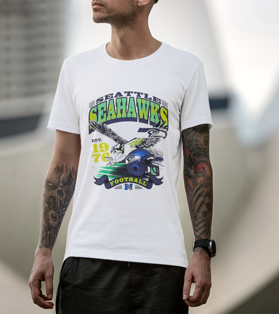 Seattle Seahawks Est. 1976 Football Puget Sound Champs Retro Helmet And Hawk T-Shirt