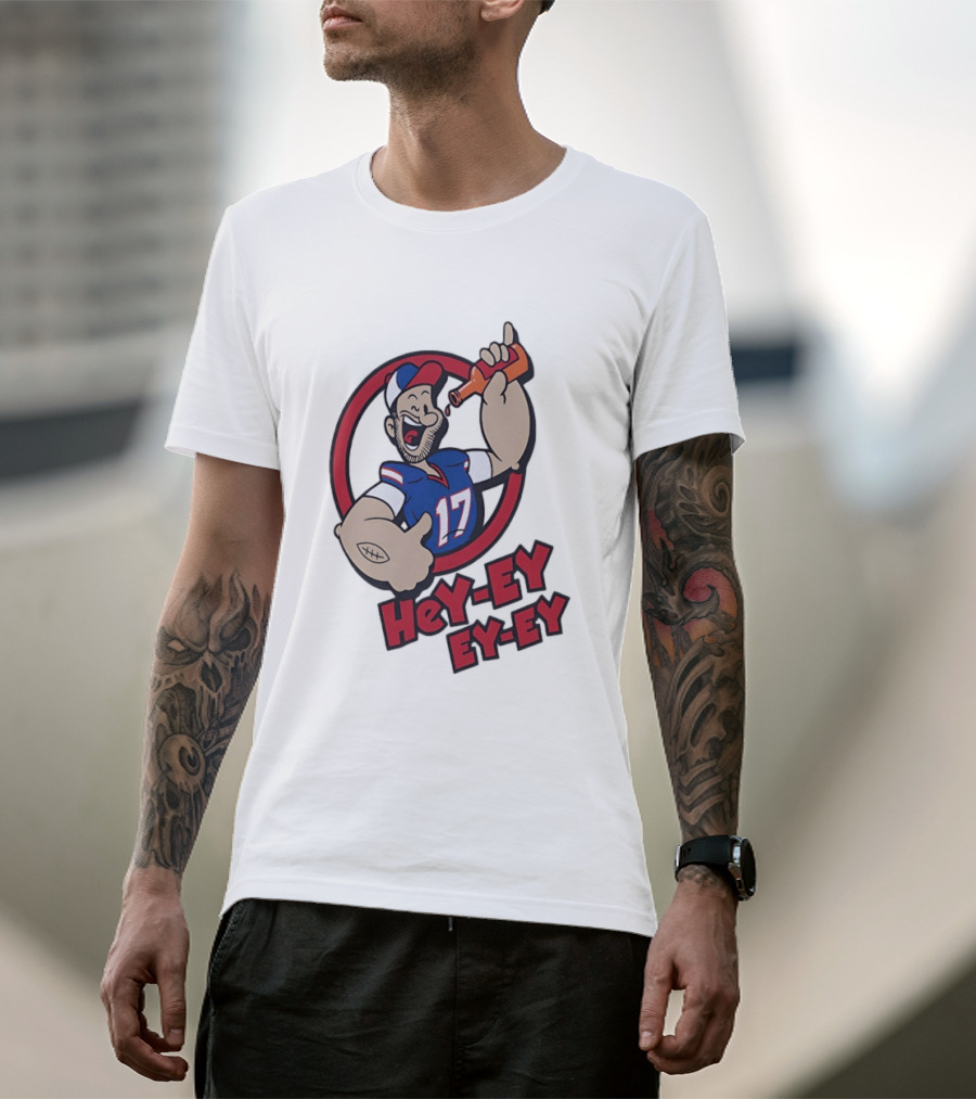 Hey Ey Ey Ey Josh Allen Illustrated Strong Finish Buffalo Bills T-Shirt
