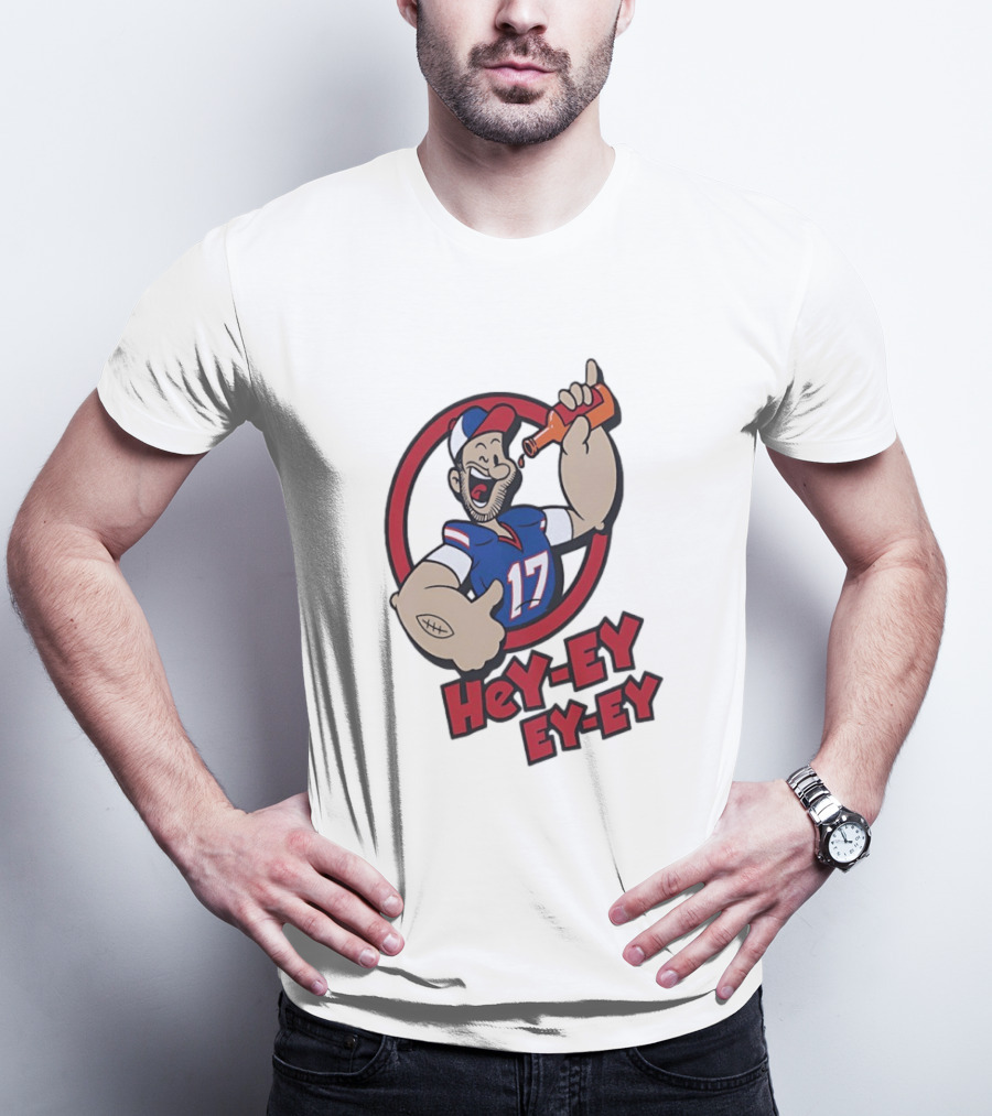 Hey Ey Ey Ey Josh Allen Illustrated Strong Finish Buffalo Bills T-Shirt