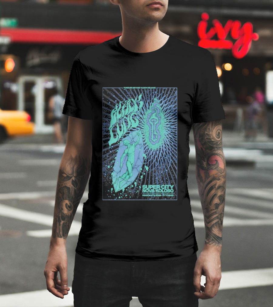 Black Lung Forever Beyond Album Release Super City Novokoloso Mar 6 2026 Widget Person Keyhole Vision Cosmos T-Shirt