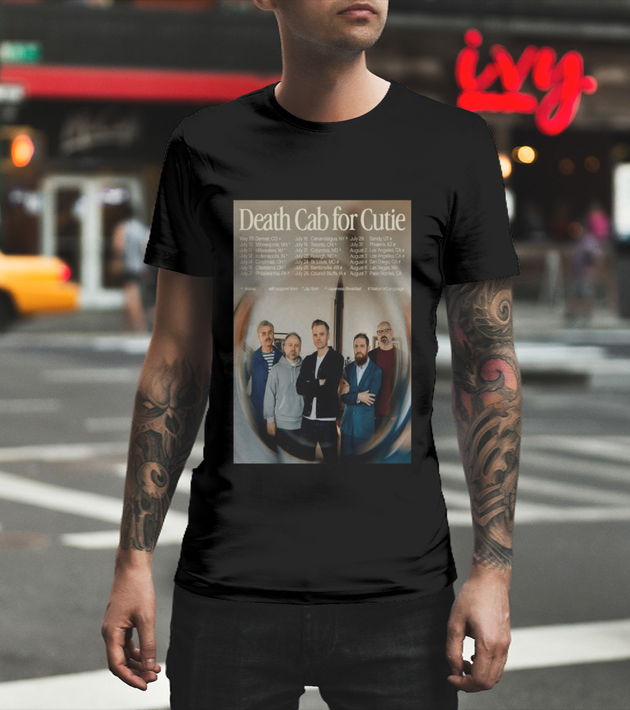 Death Cab For Cutie 2026 North America Tour Dates With Japanese Breakfast Jay Som Nation Of Language T-Shirt