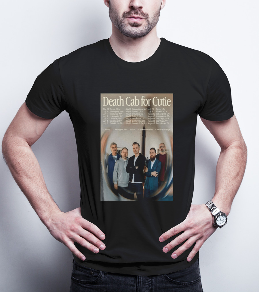 Death Cab For Cutie 2026 North America Tour Dates With Japanese Breakfast Jay Som Nation Of Language T-Shirt