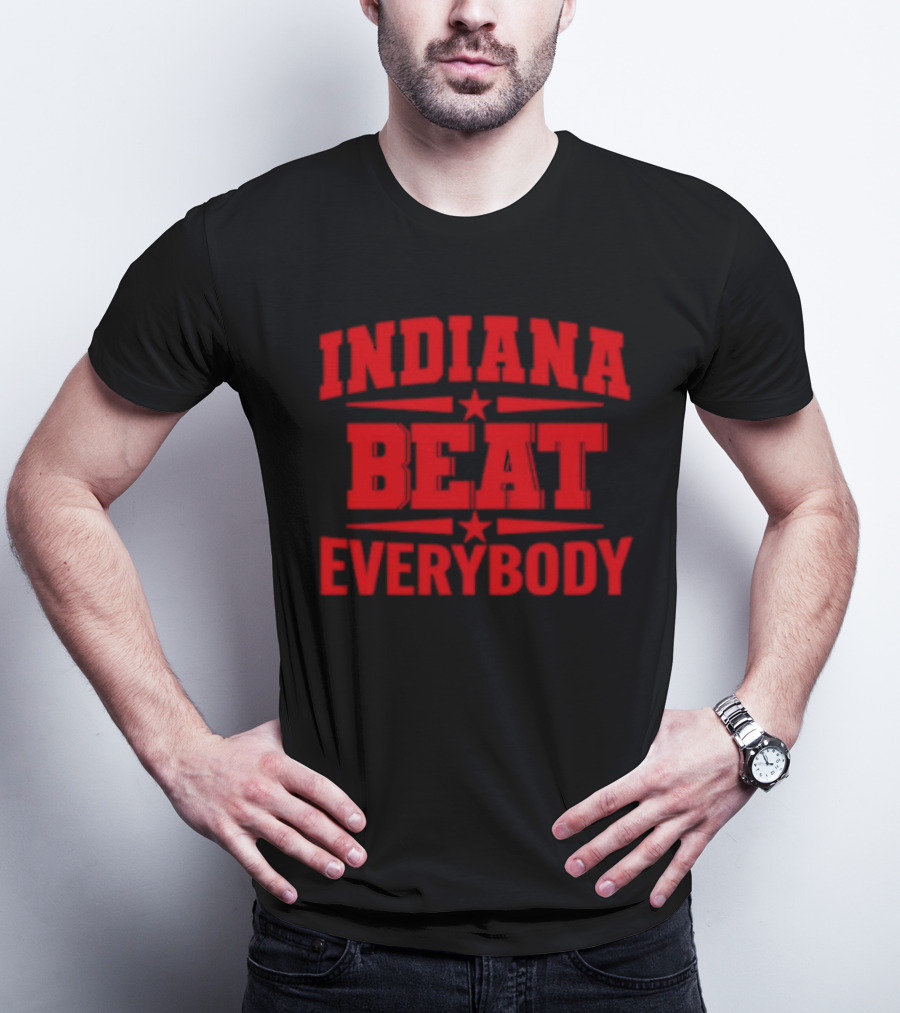 Indiana Beat Everybody Text With Stars And Bars T-Shirt