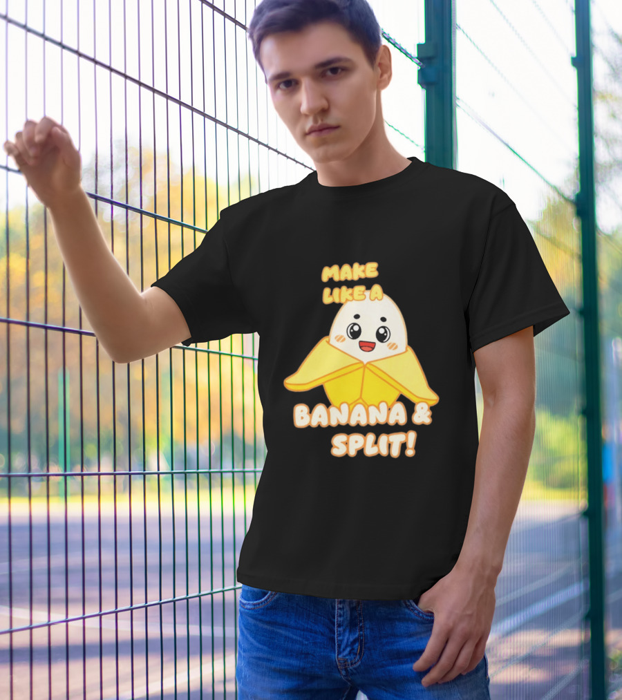 LankyBox Banany Make Like A Banana And Split Cute Cartoon T-Shirt