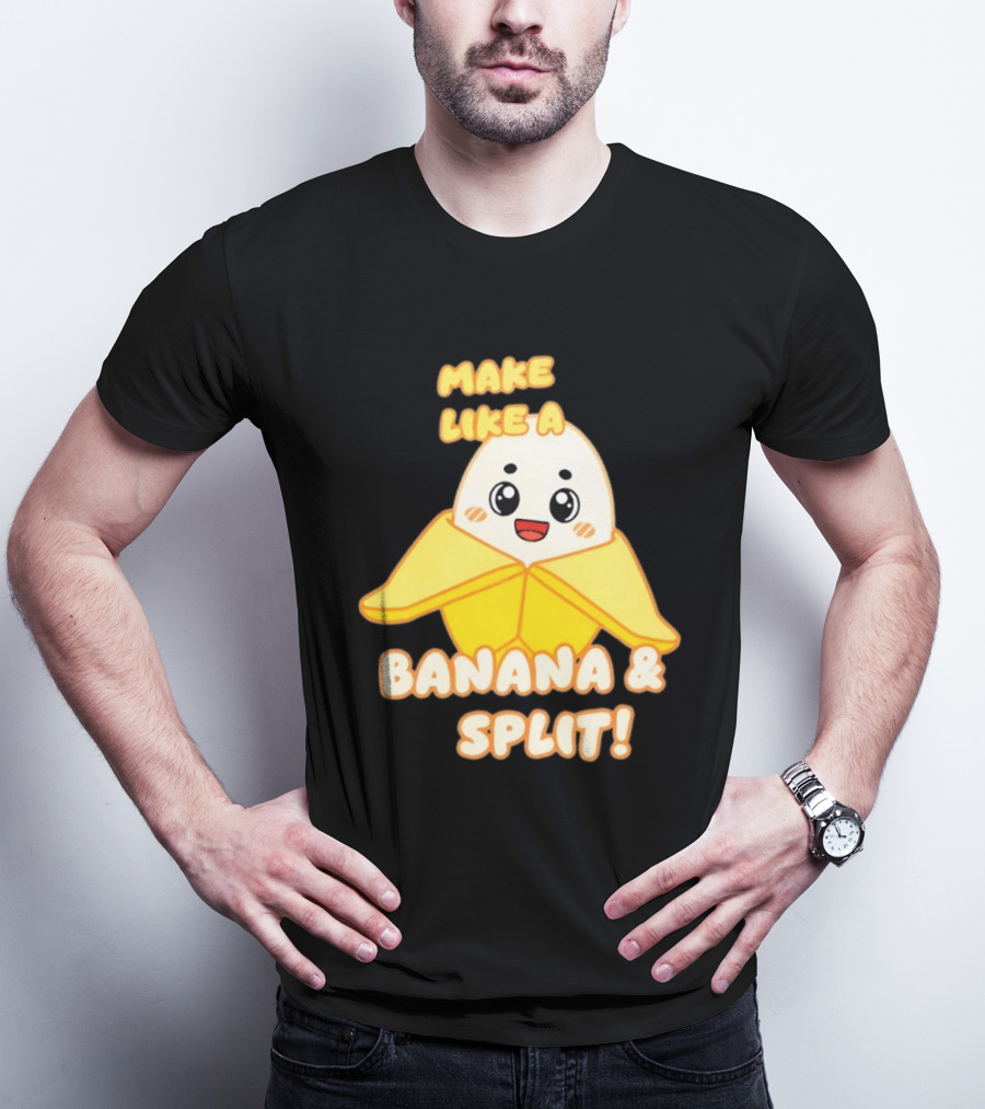 LankyBox Banany Make Like A Banana And Split Cute Cartoon T-Shirt
