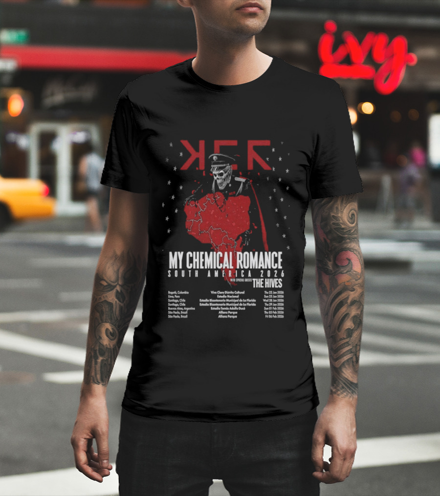 My Chemical Romance South America 2026 Tour The Hives Dates Cities Map Starry T-Shirt