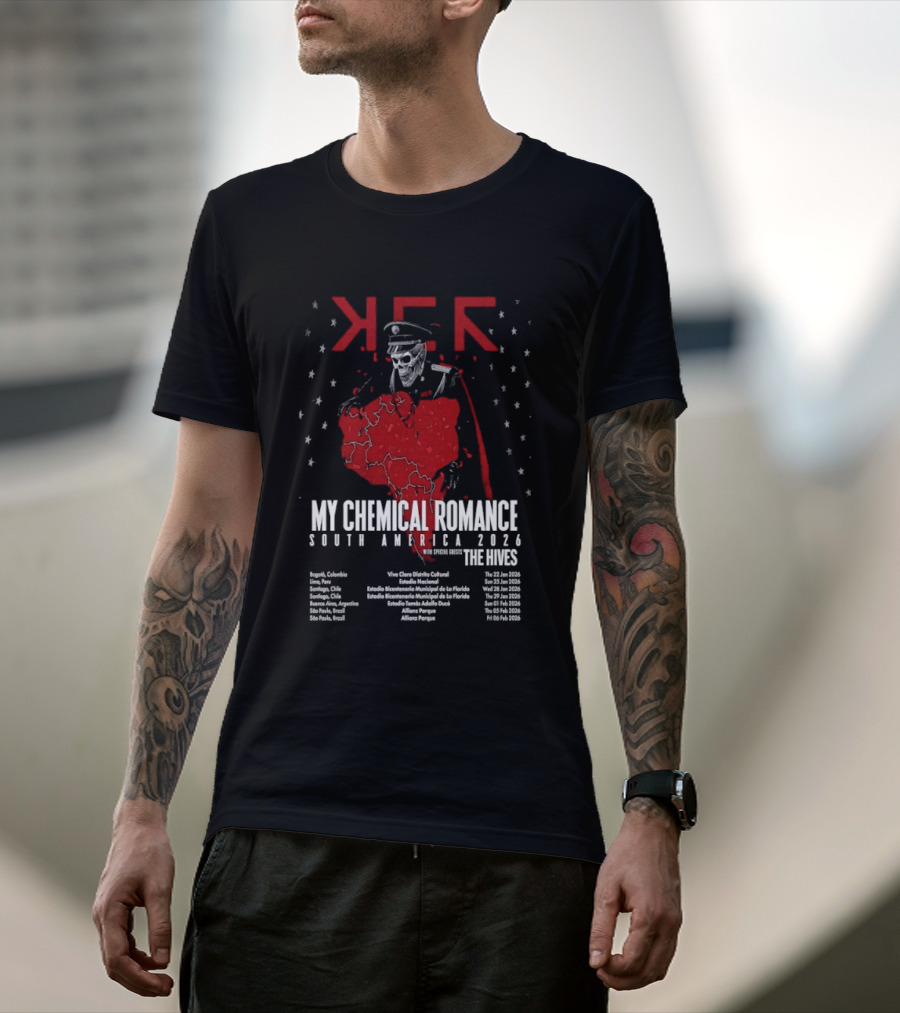 My Chemical Romance South America 2026 Tour The Hives Dates Cities Map Starry T-Shirt