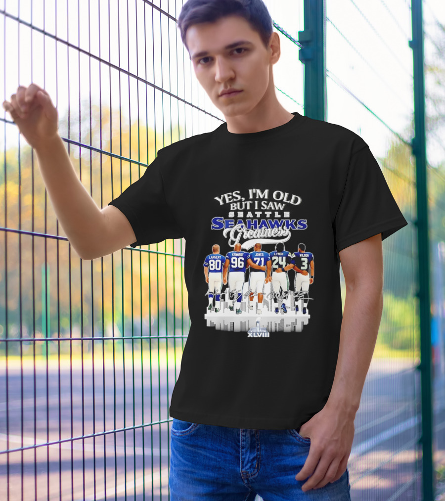 Seattle Seahawks Legend Players Largent Kennedy Jones Lynch Wilson XLVIII T-Shirt