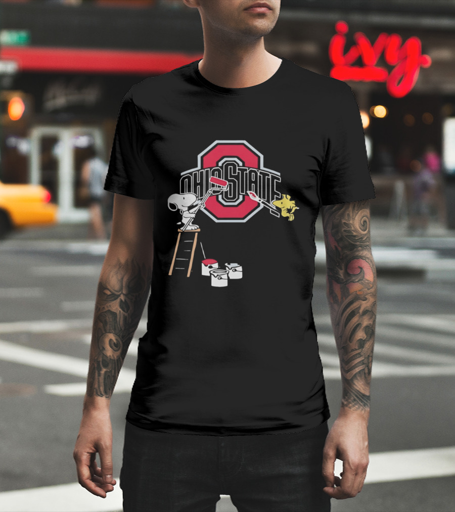 Snoopy Woodstock Ohio State Buckeyes Painting Adventure T-Shirt