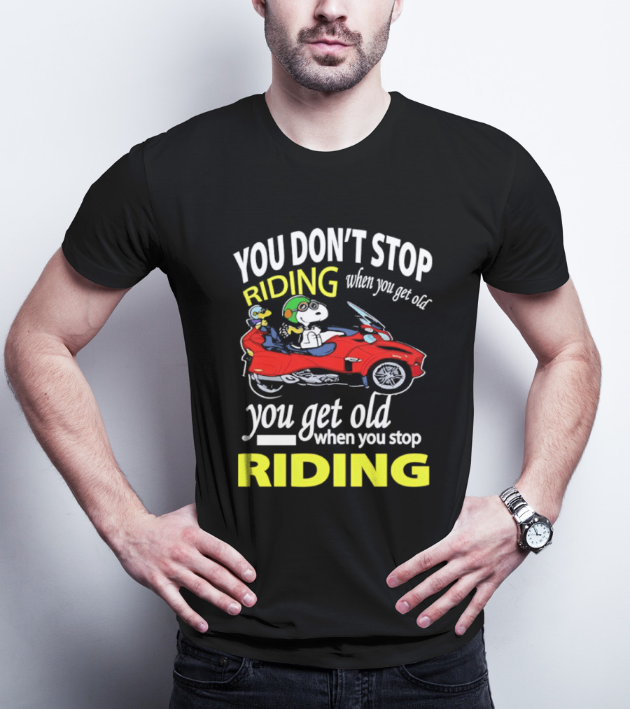 Snoopy Woodstock You Don't Stop Riding Red Car You Get Old T-Shirt