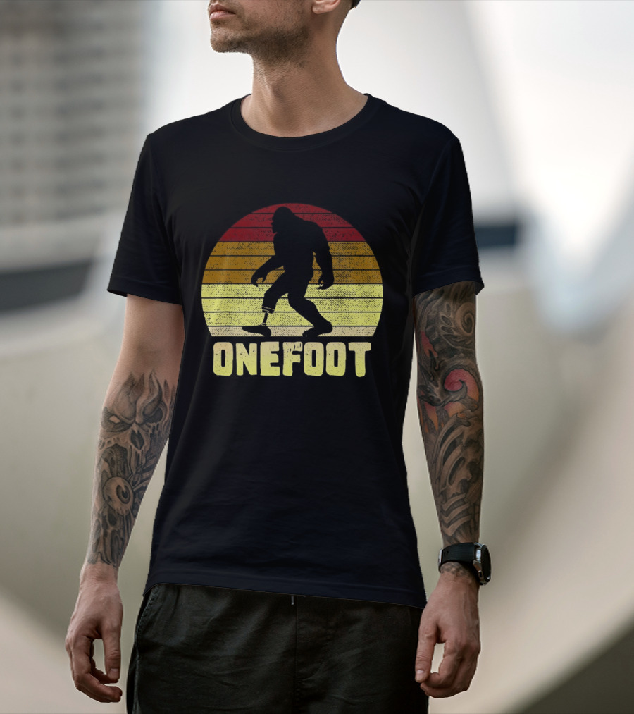 Bigfoot Artificial Leg Onefoot Silhouette Sunset T-Shirt
