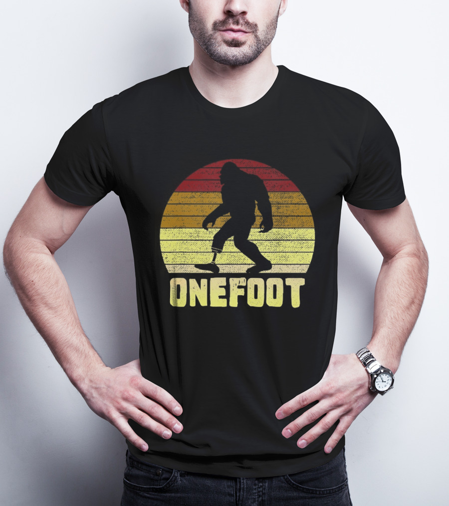 Bigfoot Artificial Leg Onefoot Silhouette Sunset T-Shirt