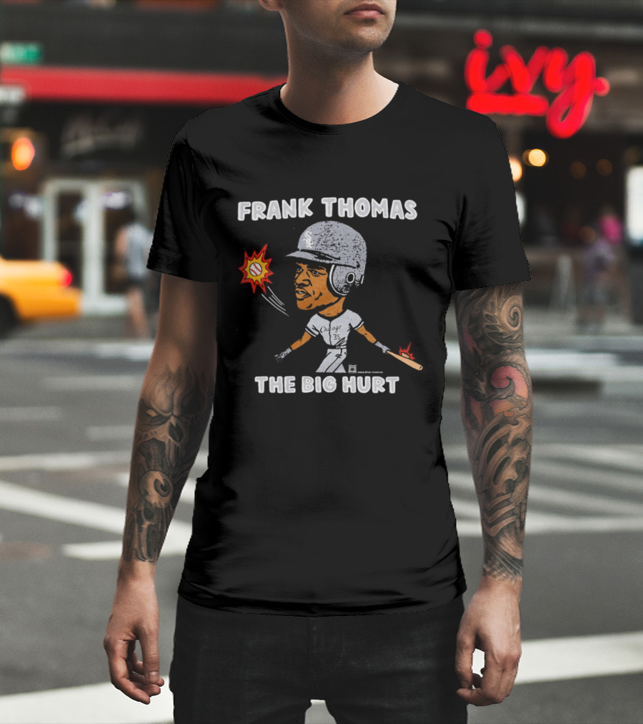 Frank Thomas The Big Hurt Chicago White Sox Baseball Cartoon T-Shirt