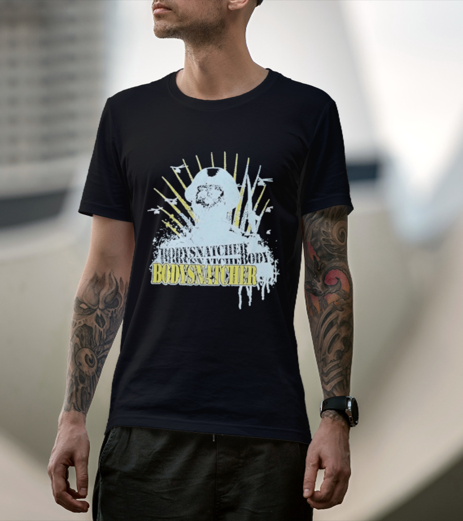 Bodysnatcher Helicopter Pilot Silhouette Sunburst T-Shirt